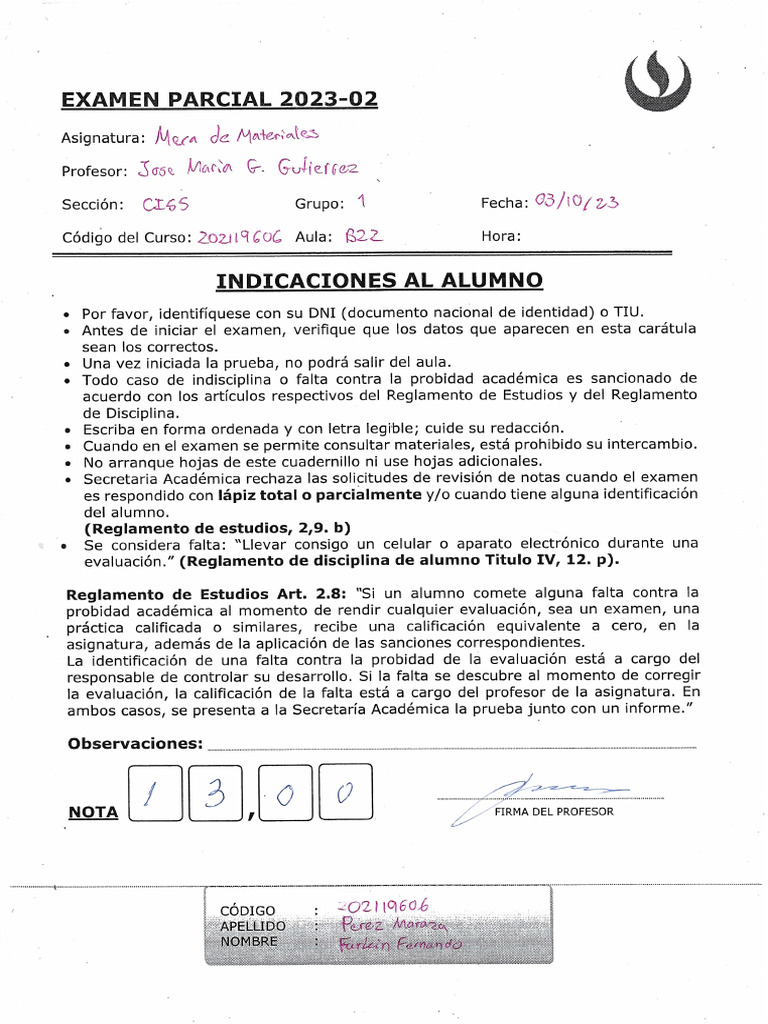 Mecamat Parcial 202302 | PDF