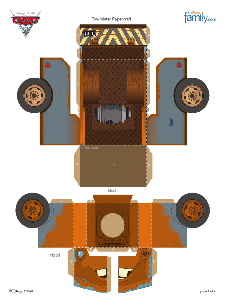 Tow Mater Papercraft Instructions | PDF | Vehicle Technology ...