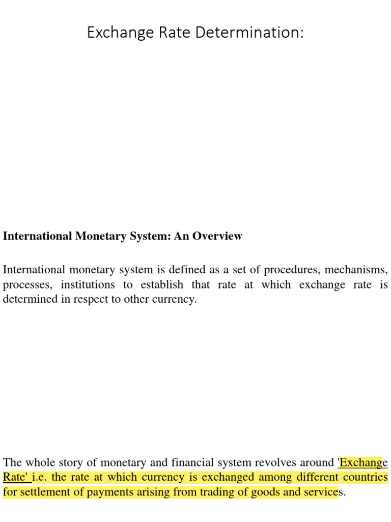 Exchaneg Rate Determination - Unit4 - Class | PDF | Finance & Money Management