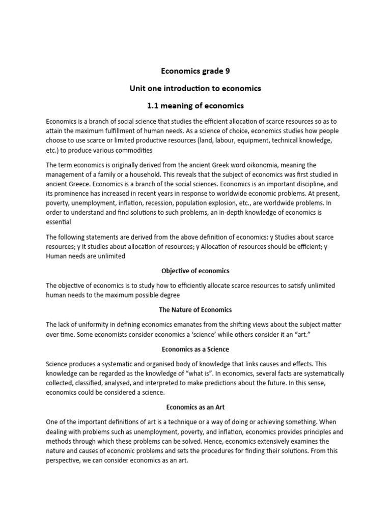 Economics grade 9 teacher guide | PDF | Economics | Microeconomics