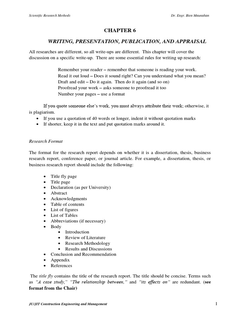 Lecture Notes Chapter 6 Writing, Presentation, Publication and ...