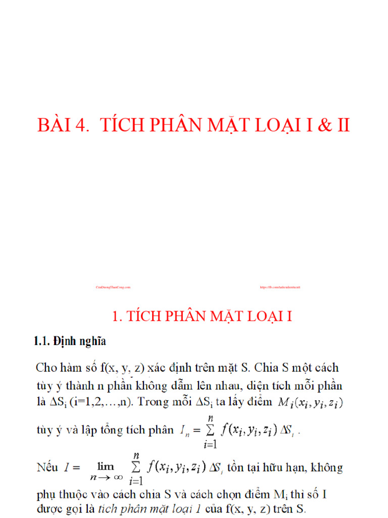 Giai Tich 2 Tich Phan Mat Loai 1 2 (Cuuduongthancong - Com) | PDF