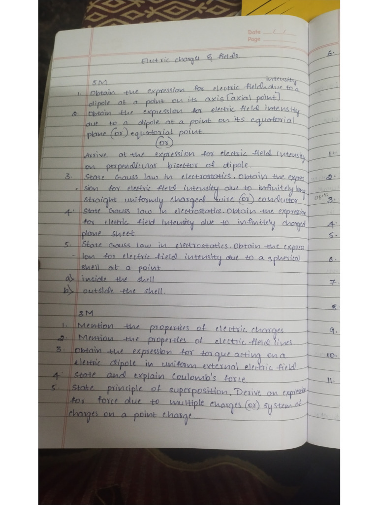 Physics 5M and 3M Questions | PDF