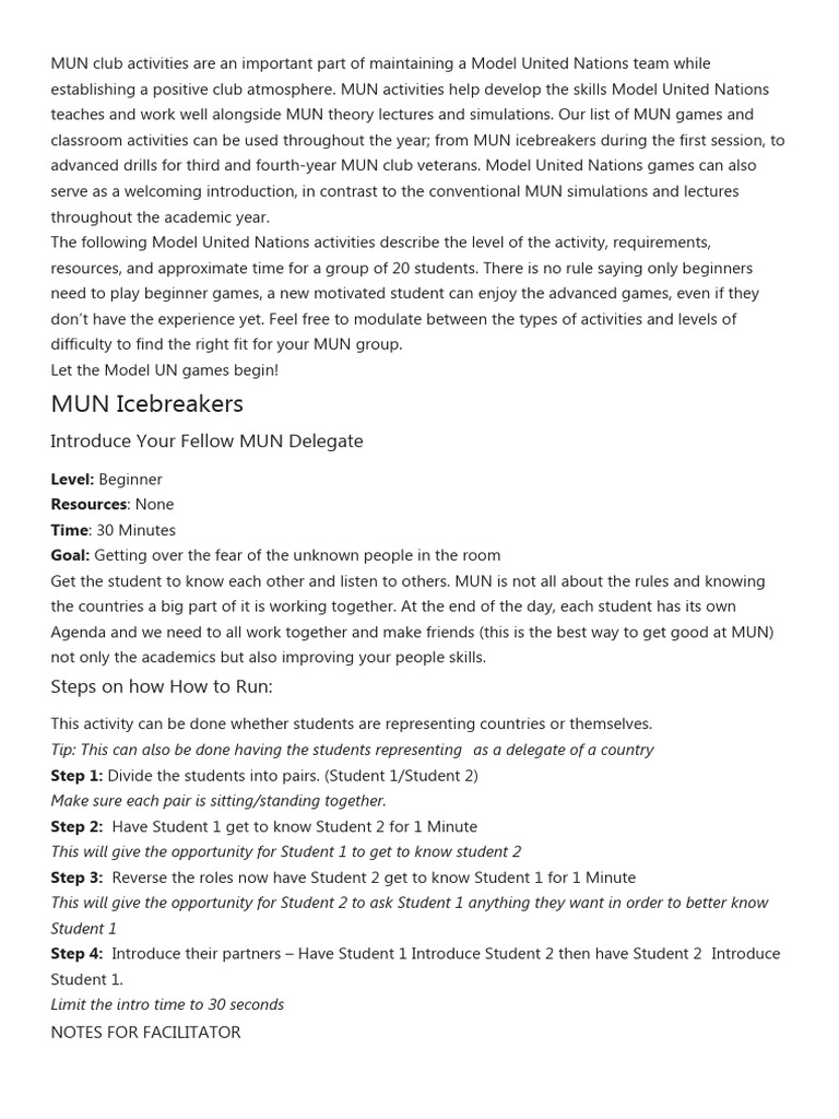 Mun Classroom Exercises | Download Free PDF | Simulation