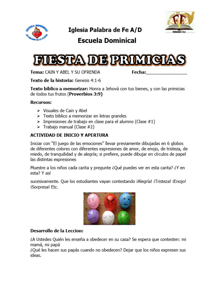 Manualidades y Actividades de Primicias | PDF