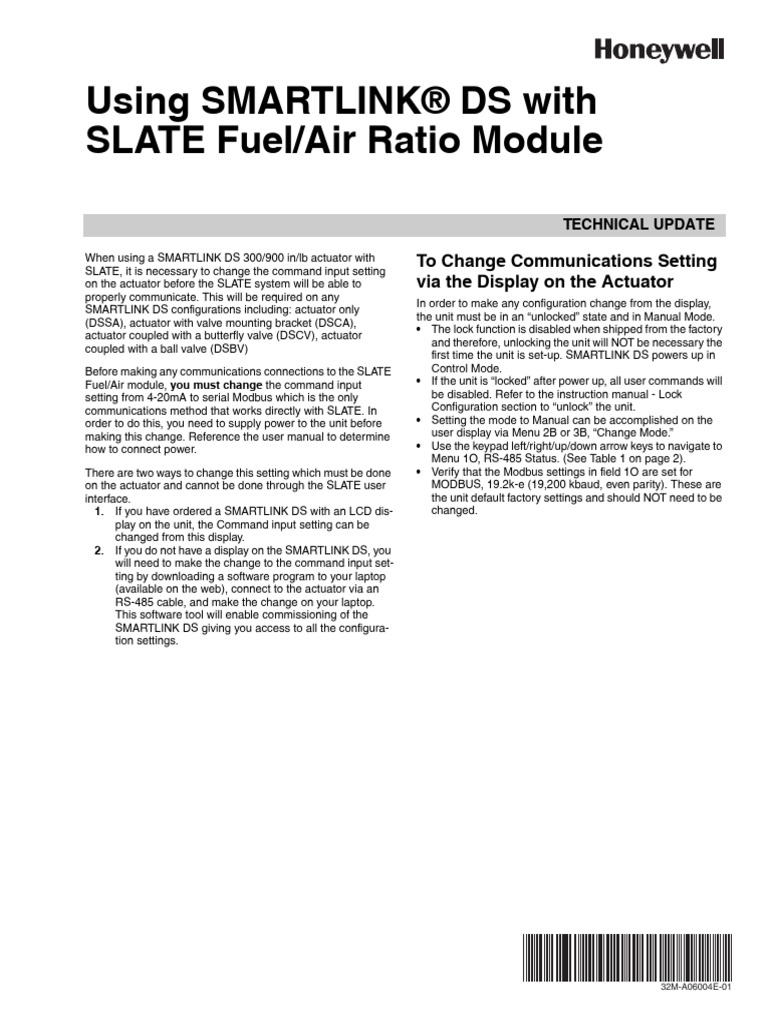 Using SMARTLINK® DS With SLATE Fuel/Air Ratio Module: To Change ...