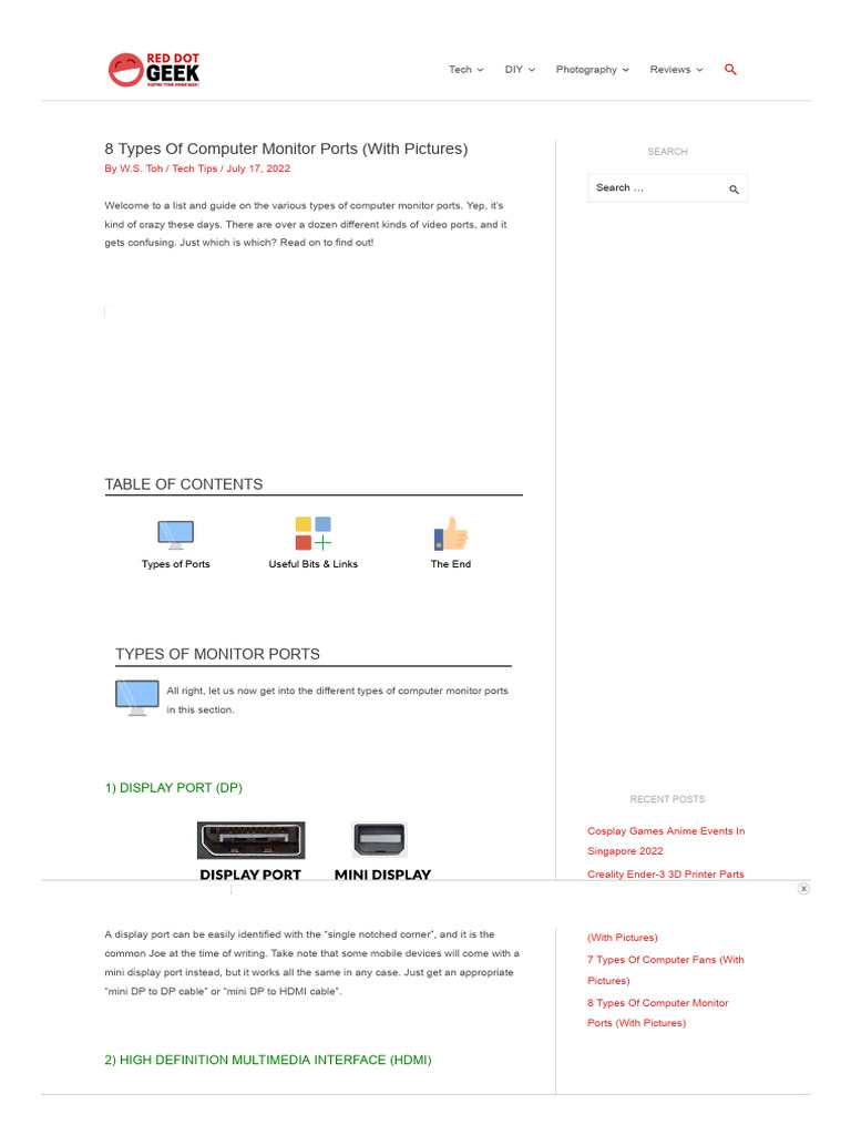 8 Types of Computer Monitor Ports (With Pictures) | PDF | Manufactured ...