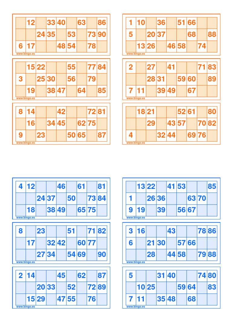 Cartones Bingo 1 | PDF