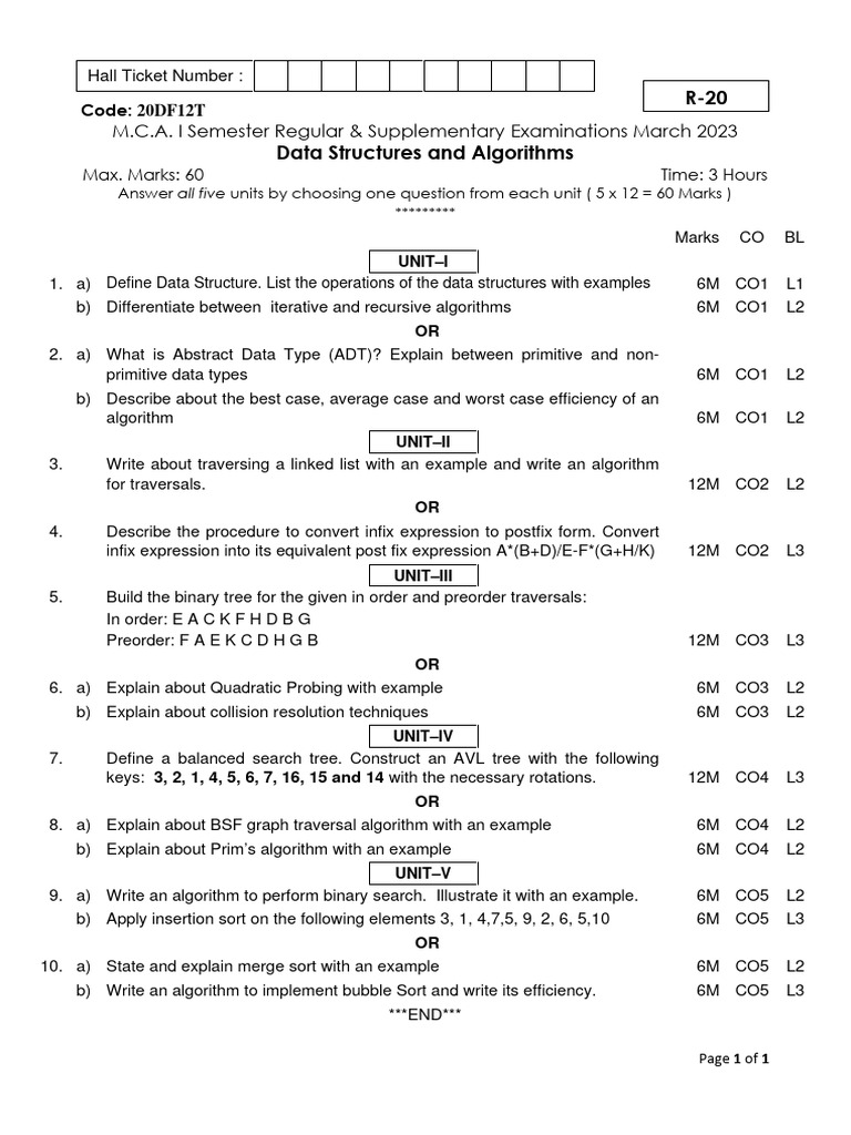 r20 Modelpaper 2023 Regular | PDF | Relational Model | Databases