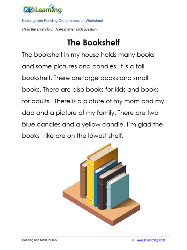 Kindergarten Bookshelf Story Worksheet | PDF | Language Arts ...