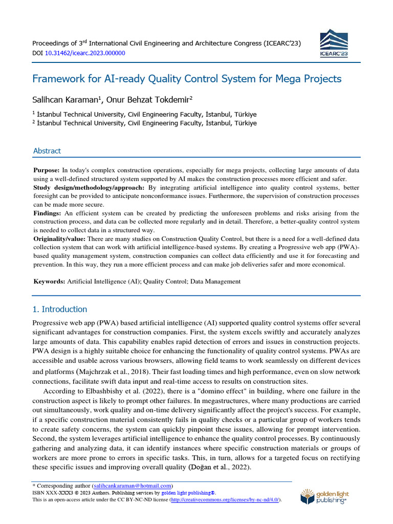 Framework For AI-ready Quality Control System For Mega Projects | PDF ...