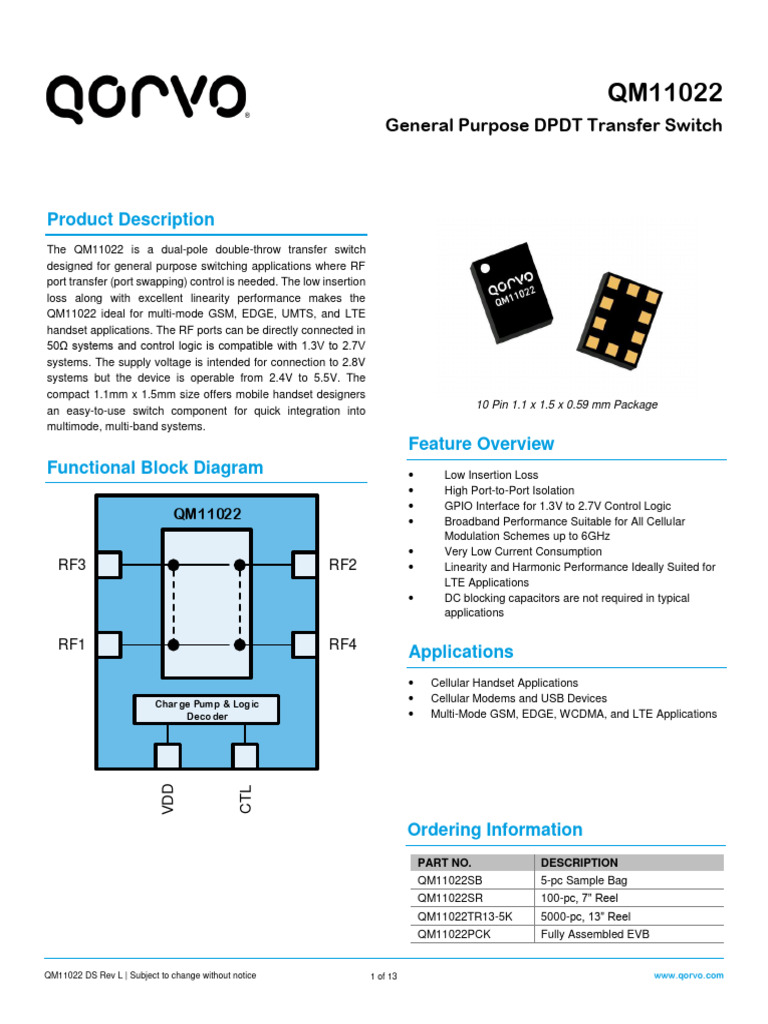 QM11022 Data Sheet | PDF