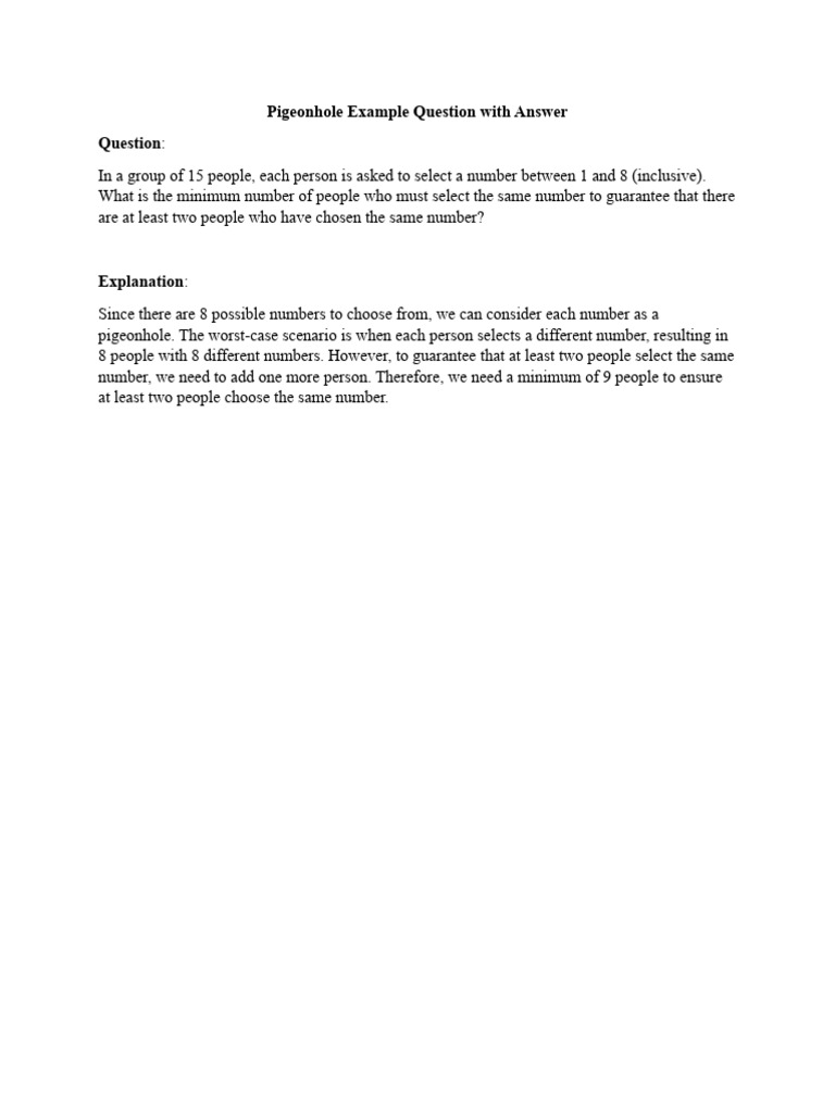Pigeonhole Example Question With Answer4 | PDF