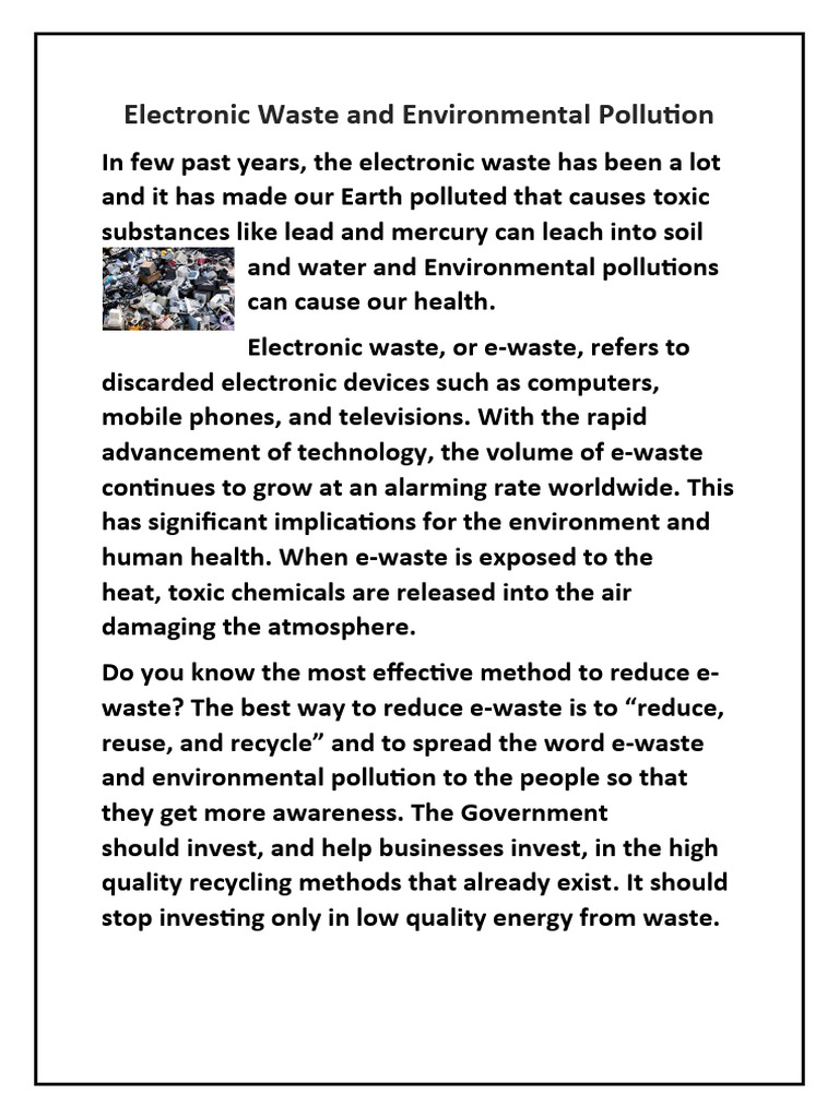 E-Waste and Environmental Pollution | PDF