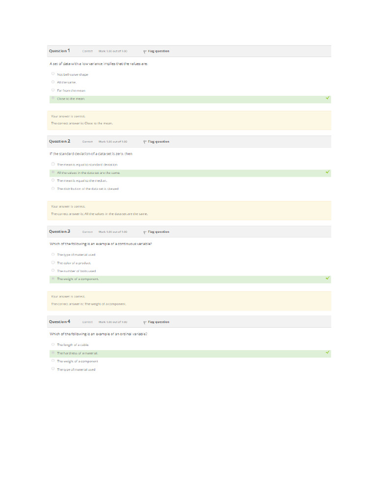 Quiz 1 Statistics | PDF