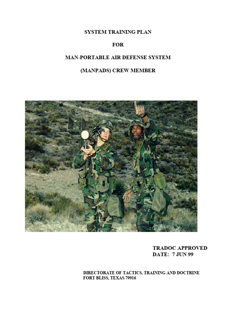 1999-кк06-07 SYSTEM TRAINING PLAN FOR MAN-PORTABLE AIR DEFENSE SYSTEM ...