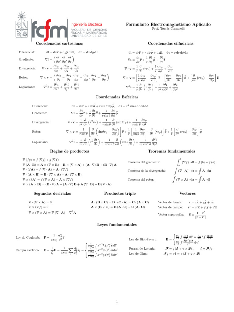 formula_sheet (1) | PDF | Ecuaciones diferenciales | Electricidad