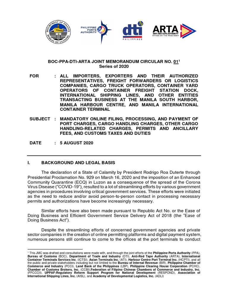 BOC PPA DTI ARTA JMC NO 01 Series of 2020 | PDF | Receipt | Banks