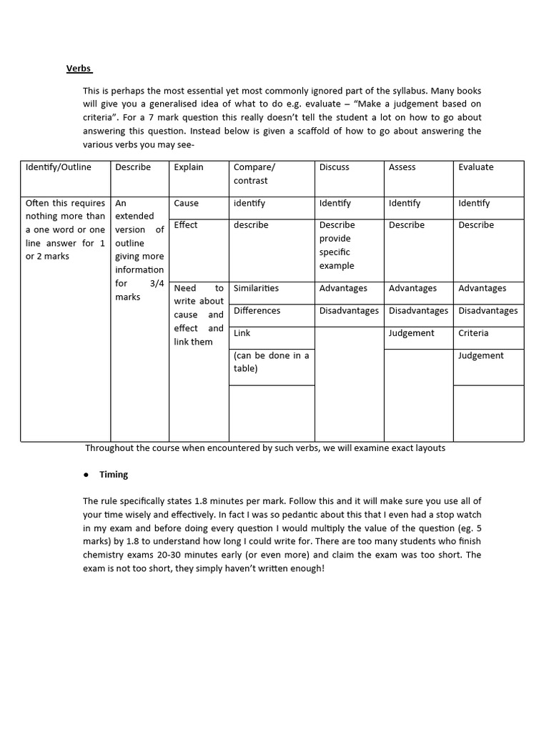 Verbs for Science Exam Success | PDF | Career & Growth