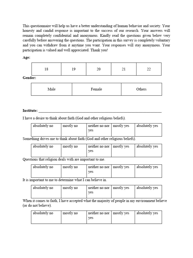 Questionnaire. Print | PDF