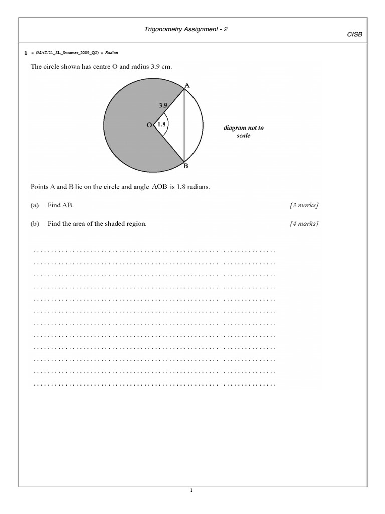 IB Trig Exam Style Questions | PDF | Trigonometry | Elementary Geometry