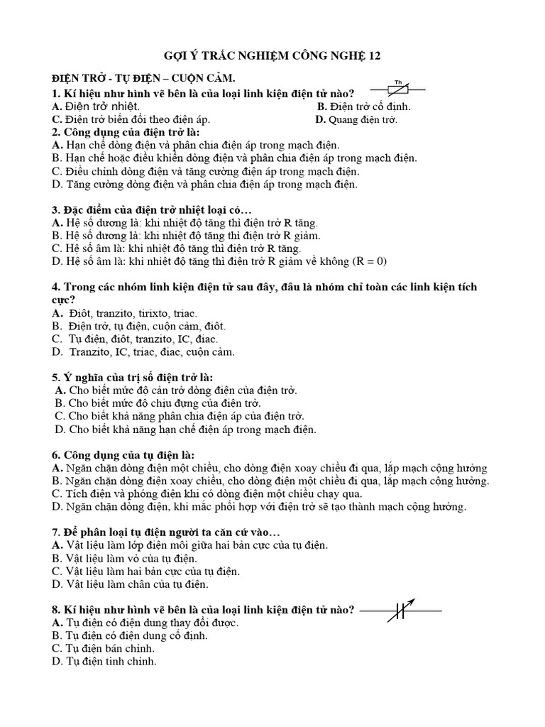 TN Cn12 Hk1 - Ko Đáp Án | PDF