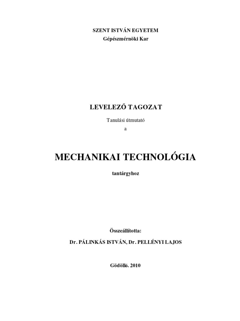 Mechanikai Technológia | PDF