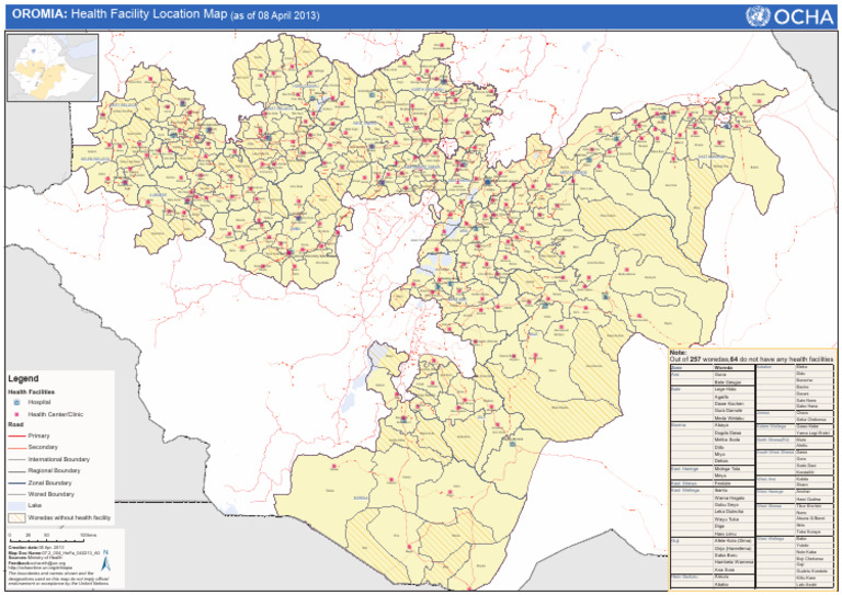 Oromia Health Facility Map 2013 | PDF
