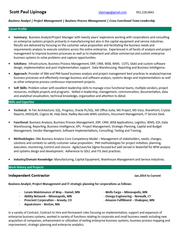 Resume - Scott Lipinoga - 2023 | PDF | Enterprise Resource Planning | Customer Relationship ...