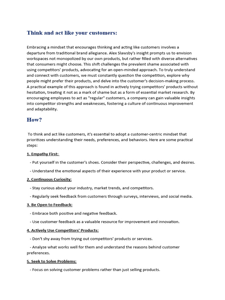 Embrace Customer-Centric Mindset | PDF | Mindset | Customer