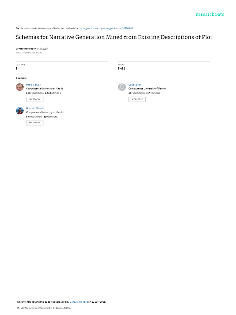 Narrative Generation Schemas | PDF