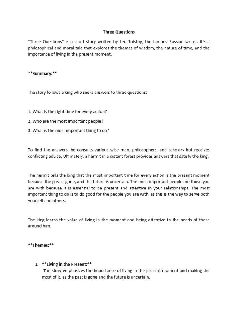 Three Questions | PDF | Wisdom