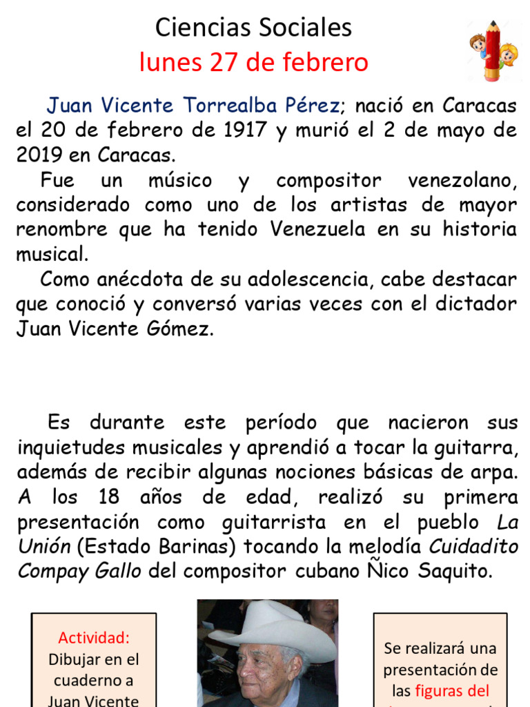 Biografía de Juan Vicente Torrealba GUIA | PDF