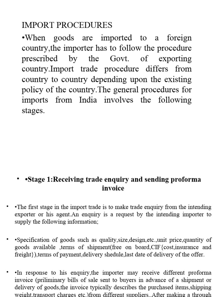 Import Procedure UNIT 4 | PDF | Pro Forma | Letter Of Credit