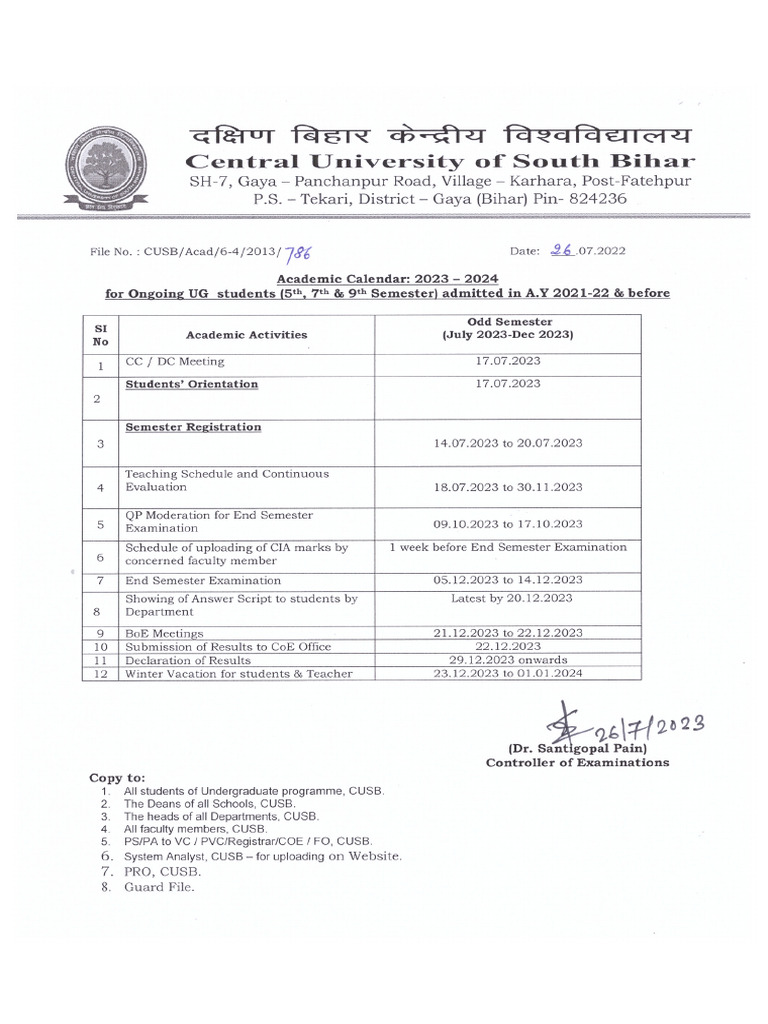 Academic Calendar 2023 24 | PDF