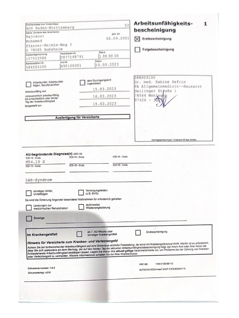 Arbeitsunfähigkeits | PDF