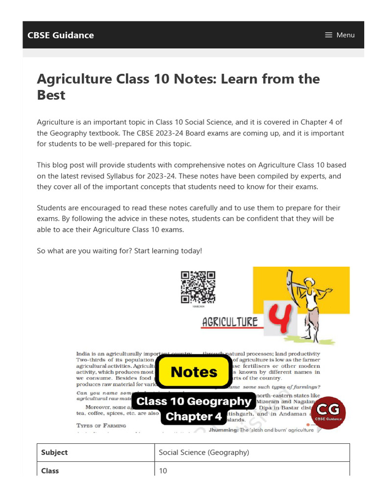 Class 10 Agriculture Notes for CBSE | PDF | Agriculture | Legume