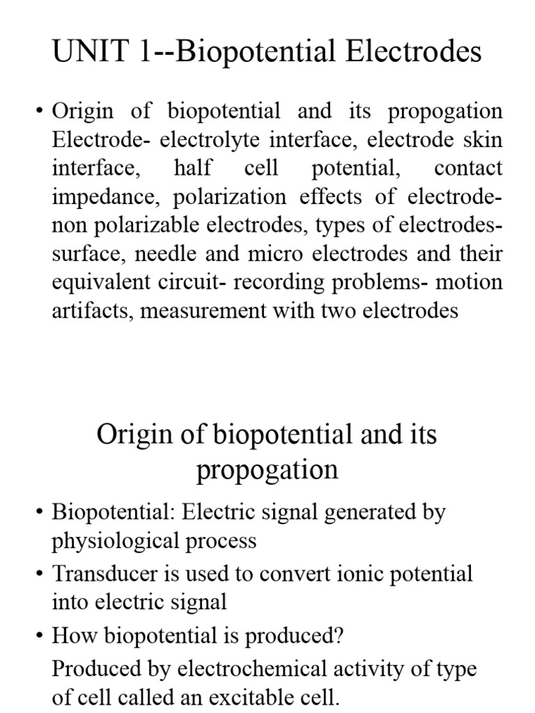 Overview of Biopotential Electrodes | PDF | Membrane Potential ...
