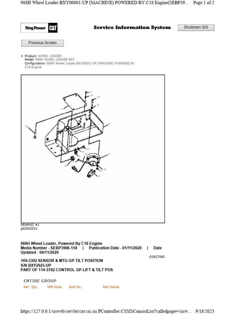 988h Bucket Tilt Sensorcat - Cis.sis - Pcontroller | PDF