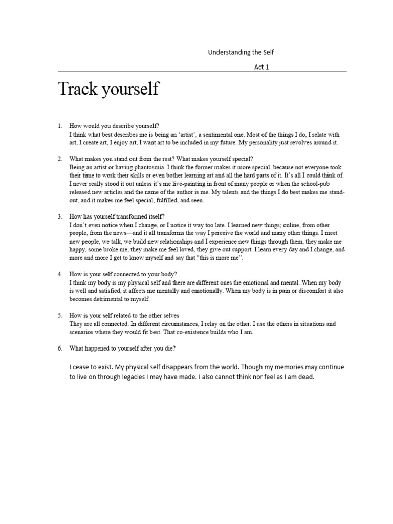Act - 1 Track Yourself | PDF