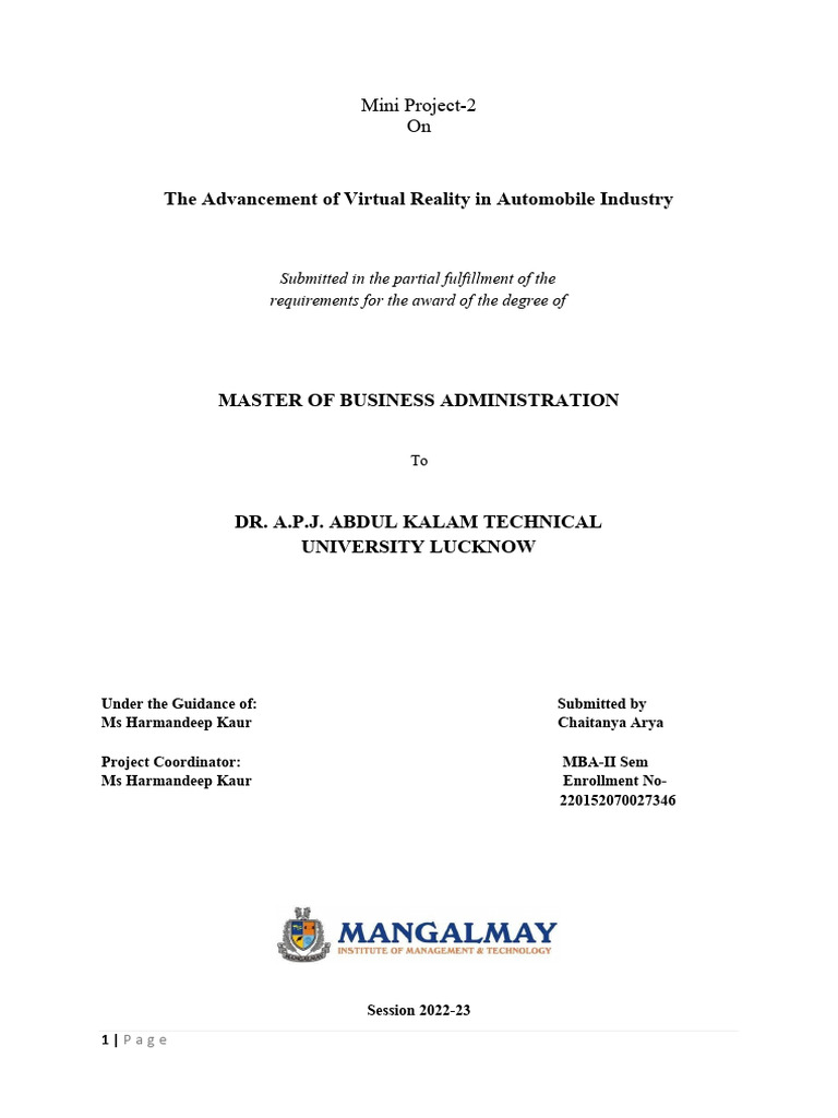 Final Mini Project | PDF | Virtual Reality | Simulation