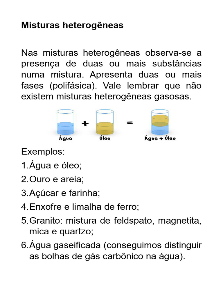 Exemplos De Misturas Heterogêneas