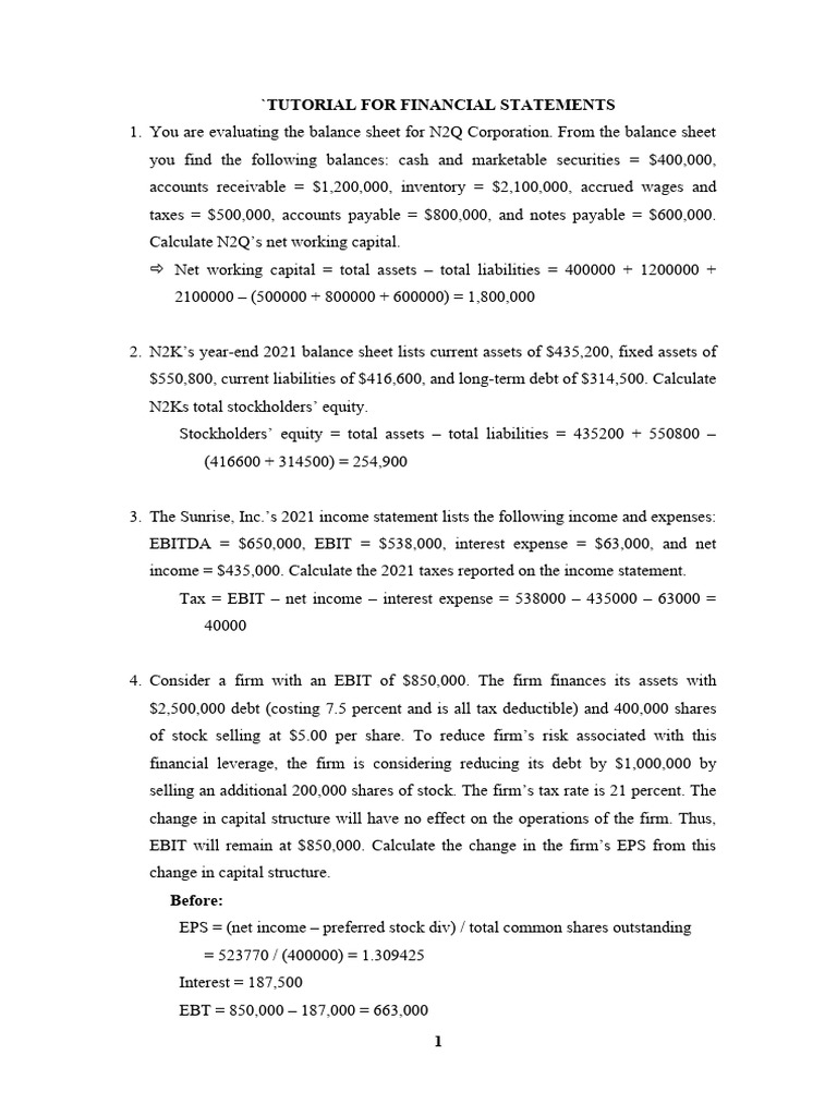 Financial Statement 1 | PDF | Balance Sheet | Free Cash Flow