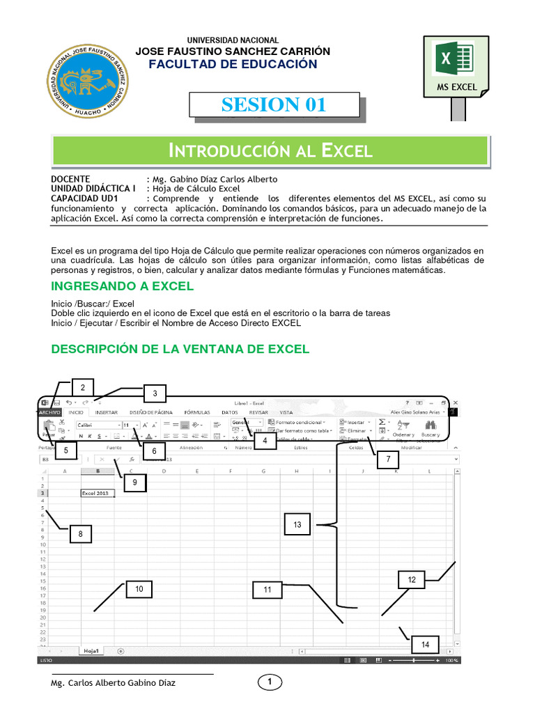 SESION-01 - Introduccion Al Excel | PDF | Microsoft Excel | Hoja de cálculo