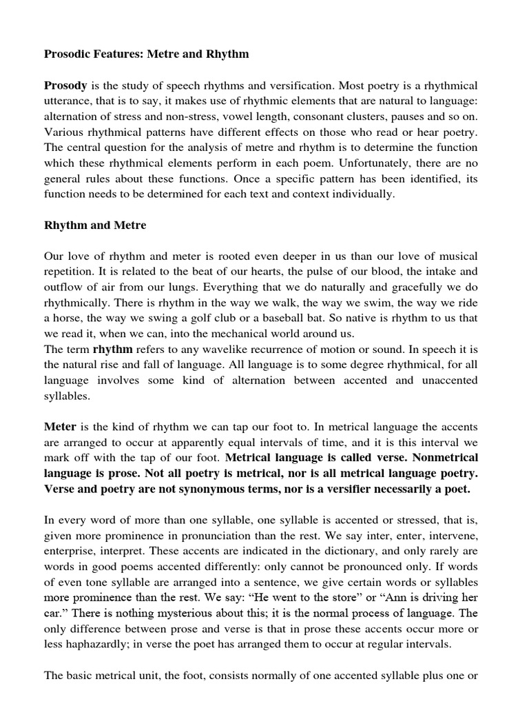 Prosody | PDF | Metre (Poetry) | Poetry