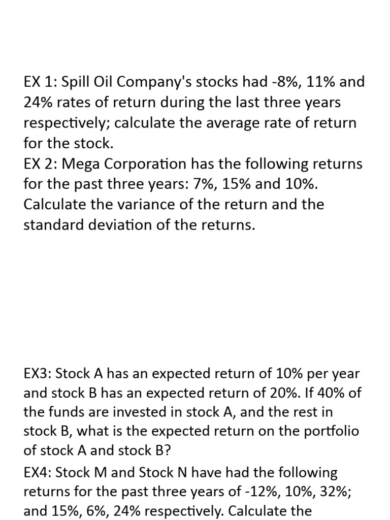 Stock Return Calculations and Analysis | PDF | Finance & Money Management