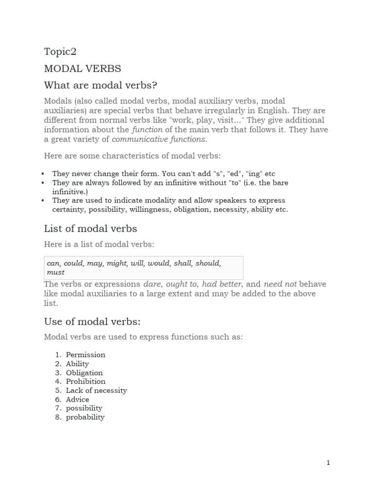 S.3 Holiday Work 2 Modal Verbs | PDF | Syntax | Linguistics
