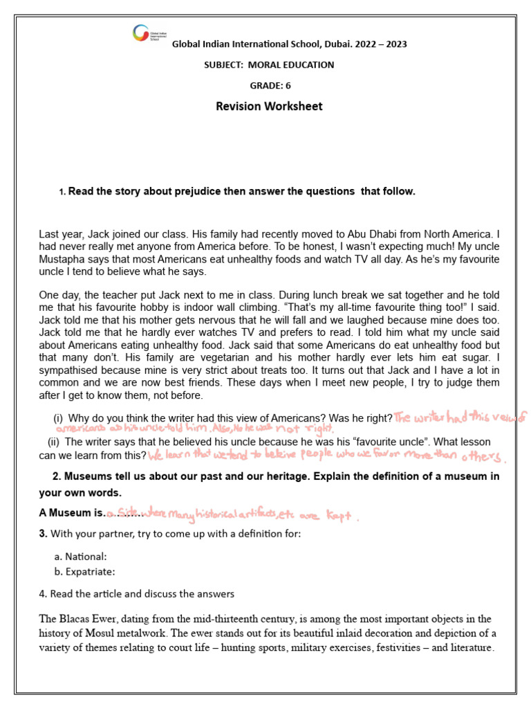 Revision Worksheet | PDF | Museum