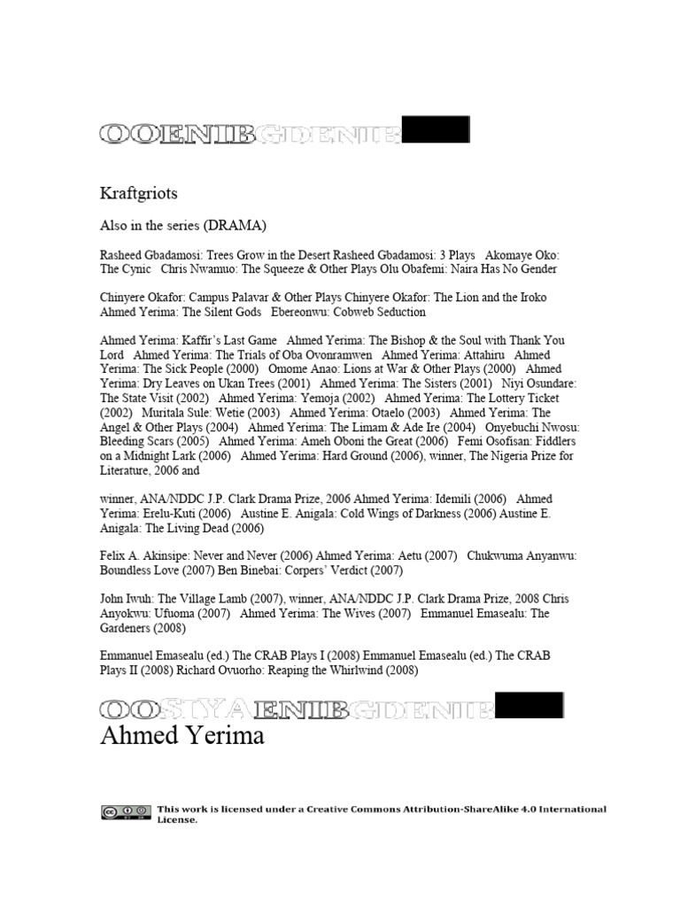 Odenigbo by Ahmed Yerima | PDF | Art | Poetry