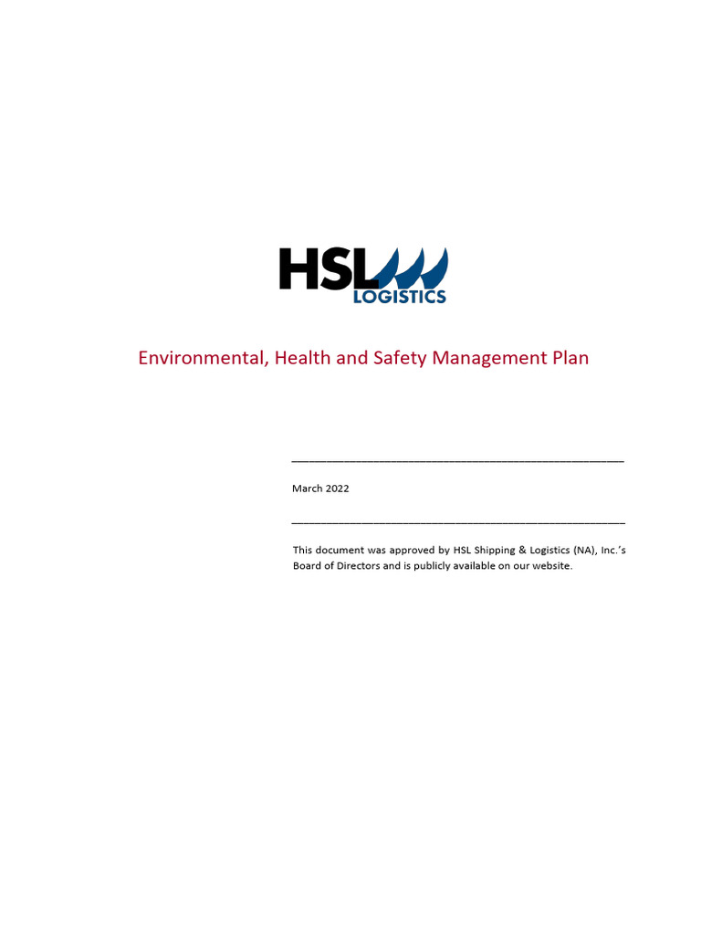 Environmental Health and Safety Management Plan (March 2022) | PDF ...
